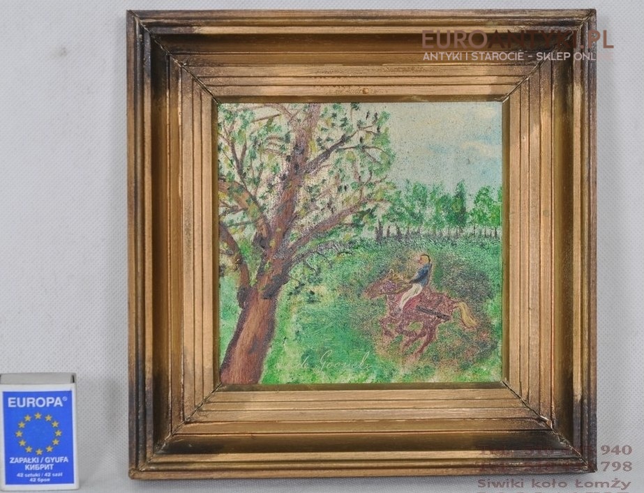 MALY OBRAZEK OBRAZ JEZDZIEC NA KONIU - EuroAntyki